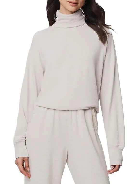 Splendid Supersoft Trim Turtleneck Sweater - Pale Oak Heather White