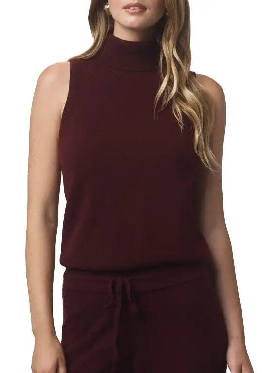 Splendid Sleeveless Turtleneck Cashmere Sweater - Rosewood