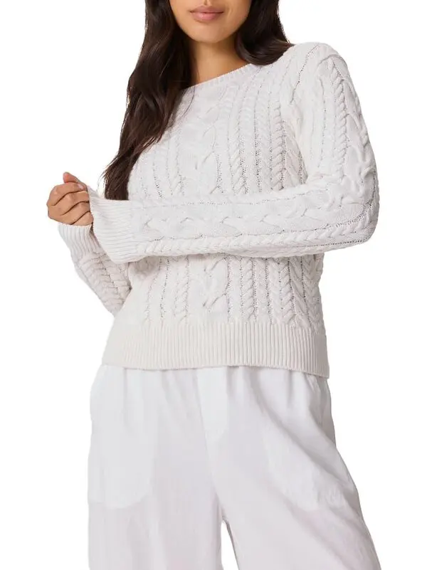 Splendid Annabella Cable Crewneck Sweater - White