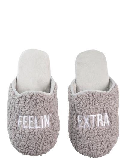 Totalee Gift Feelin' Extra Fabric Slippers - Grey
