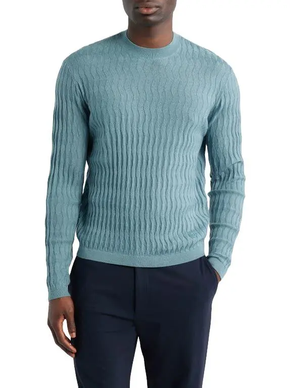 Emporio Armani Diamond Stitch Virgin Wool Crewneck Sweater - Teal