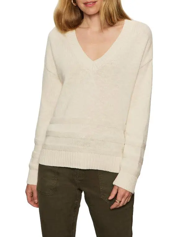 Sanctuary V-neck Cotton Sweater - Chalk White