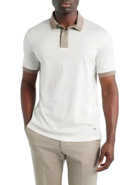 Emporio Armani Contrast Collar Polo - White Multi