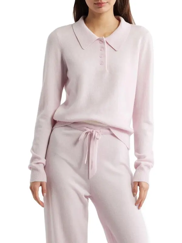 ARTLESS FOREVER Tove Wool & Cashmere Polo Sweater - Ballet Pink