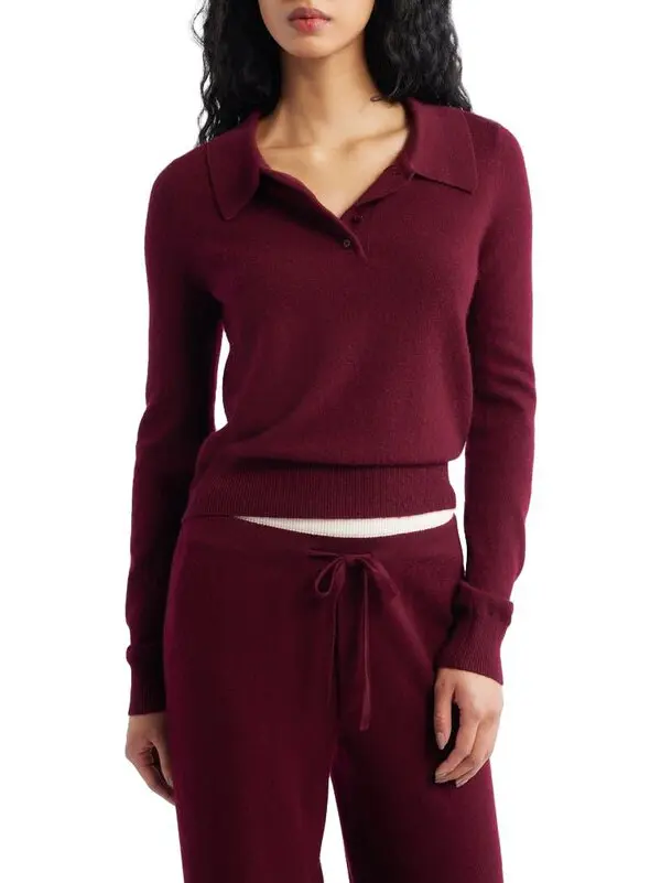 ARTLESS FOREVER Tove Wool & Cashmere Polo Sweater - Merlot