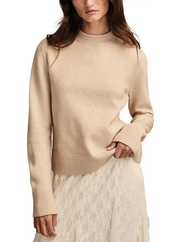 Lucky Brand Roll Neck Long Sleeve Sweater - Oat Milk