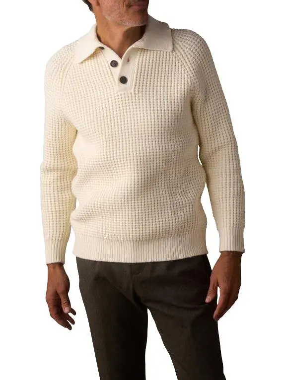 THE NORMAL BRAND Waffle Cotton Blend Polo Sweater - Ivory