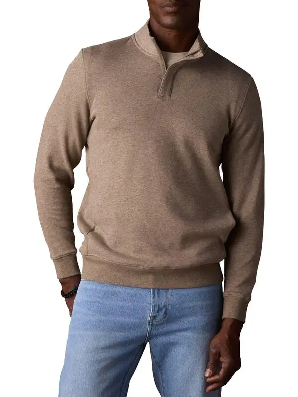 THE NORMAL BRAND Puremeso Fleece Quarter-zip Sweater - Dark Taupe