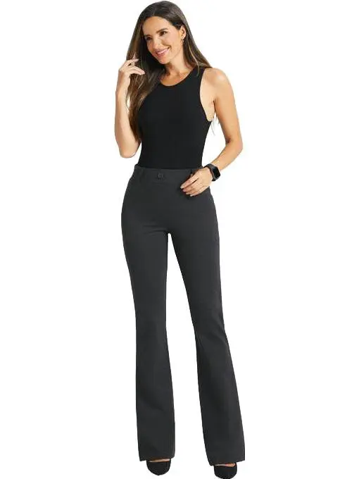 Betabrand Classic Bootcut Dress Pant Yoga Pant - Charcoal