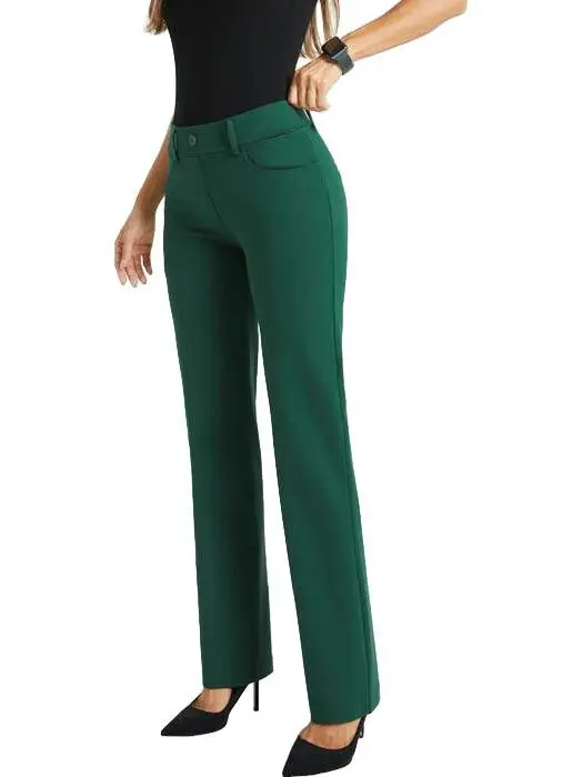Betabrand 7-pocket Straight Leg Trousers - Dark Green