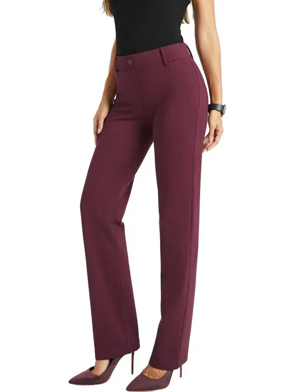 Betabrand Straight-leg Dress Pant Yoga Pants - Burgundy