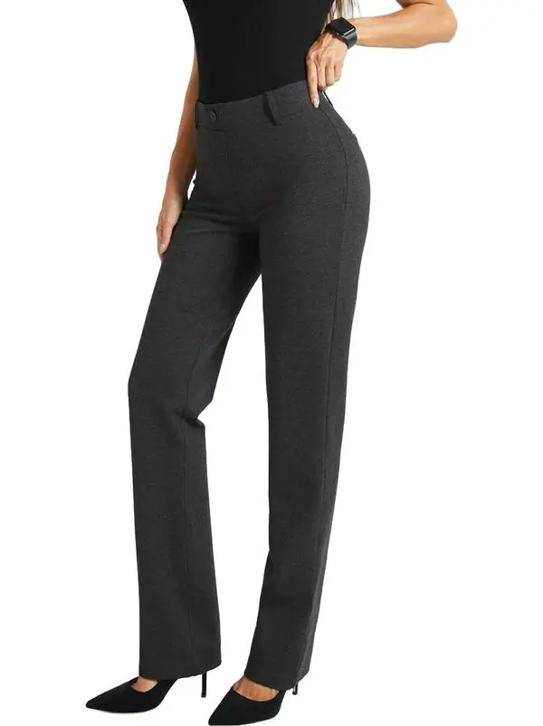Betabrand Straight-leg Dress Pant Yoga Pants - Charcoal