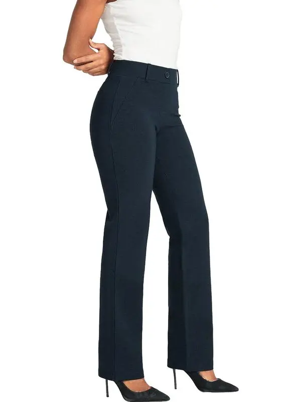 Betabrand Straight-leg Ponte Knit Trousers - Navy