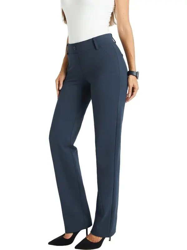 Betabrand Straight-leg Dress Pant Yoga Pants - Navy
