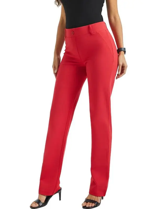Betabrand Dress Pant Yoga Pants Straight Leg - Red