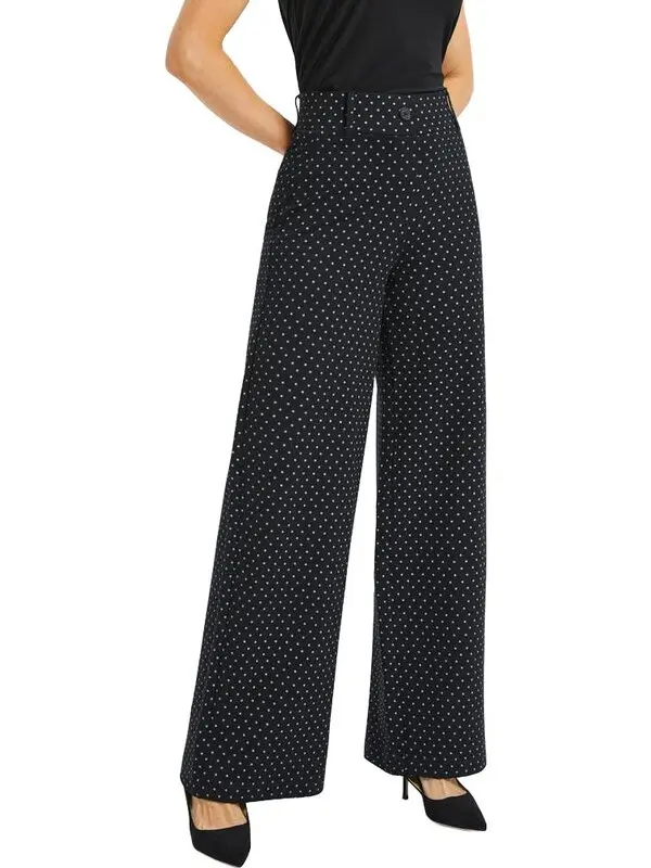 Betabrand High-waist Wide Leg Trousers - Black White Star