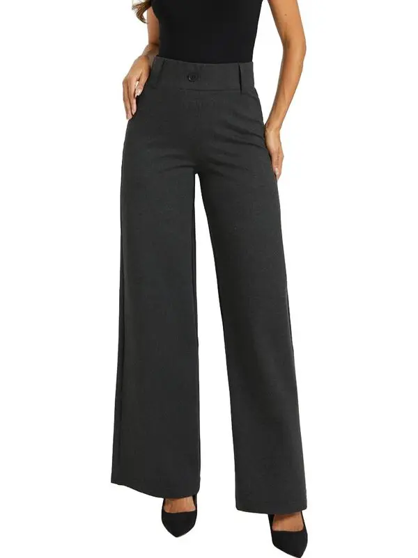 Betabrand High-waist Wide-leg Trousers - Charcoal