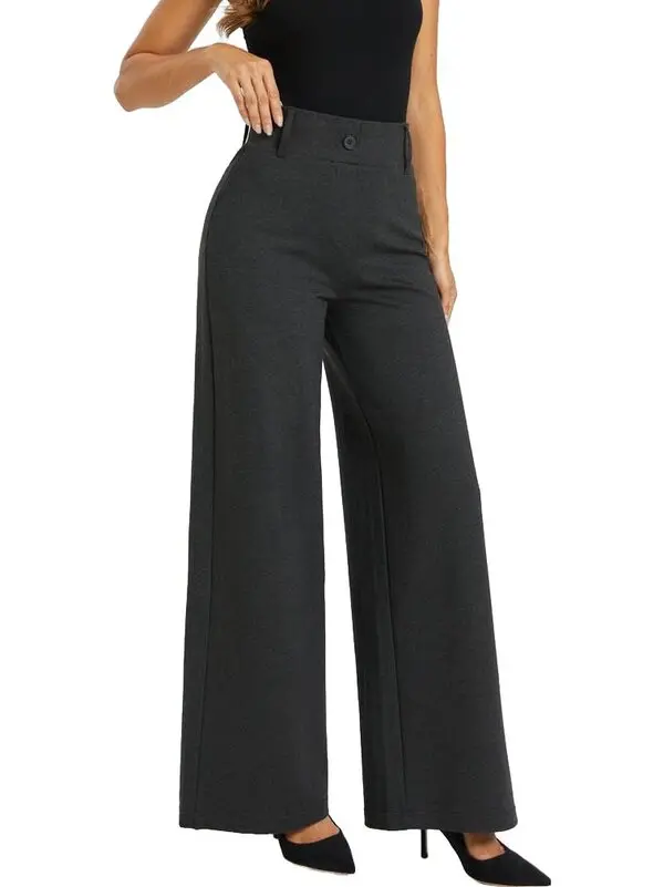 Betabrand High-waist Wide Leg Trousers - Charcoal