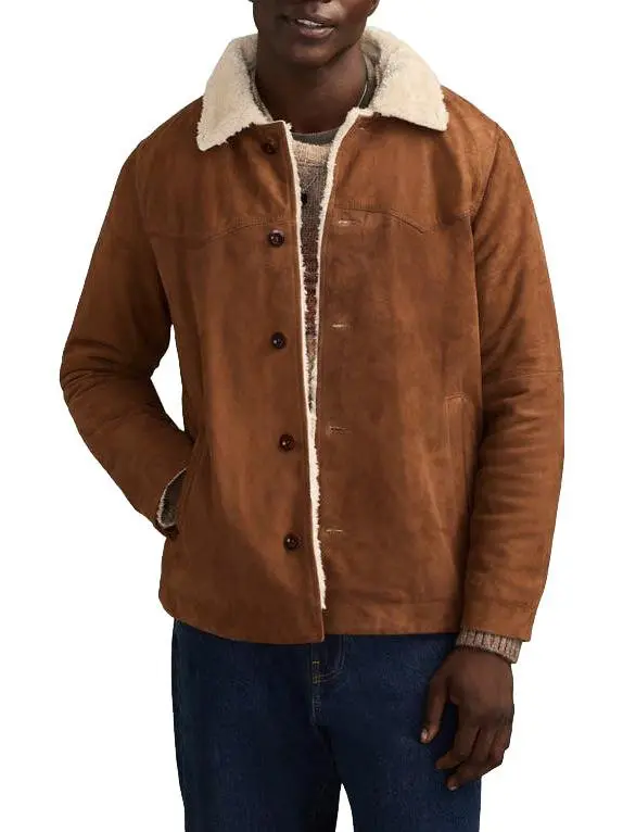 Lucky Brand Faux Shearling Ranch Coat - Dark Tan