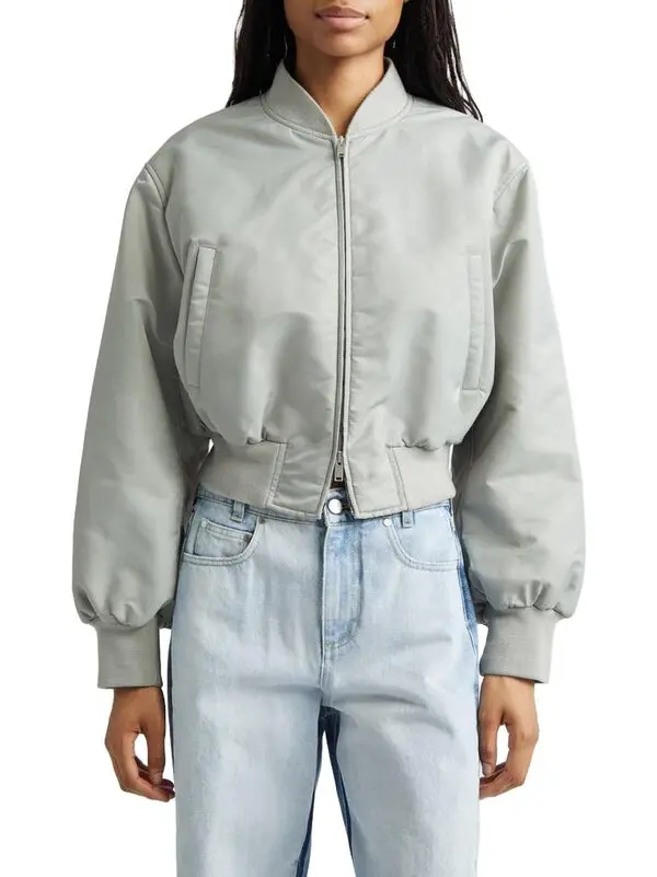 Stella McCartney Nylon Crop Bomber Jacket - Sage