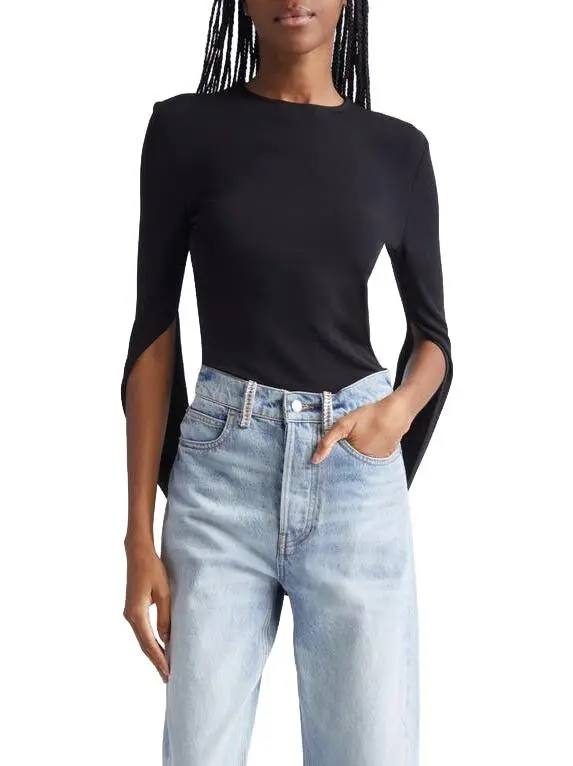 Alexander Wang Drape Sleeve Knit Top - Black
