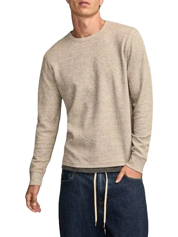 Lucky Brand Duofold Textured Long Sleeve Cotton T-shirt - Oatmeal