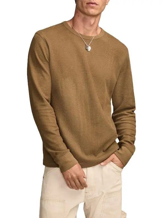 Lucky Brand Duofold Textured Long Sleeve Cotton T-shirt - Olive