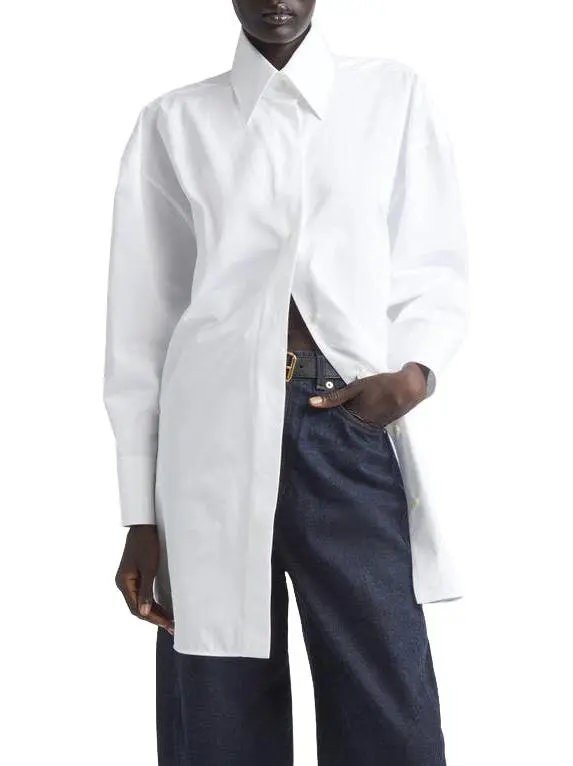 Givenchy High-low Tie-front Poplin Button-up Shirt - White