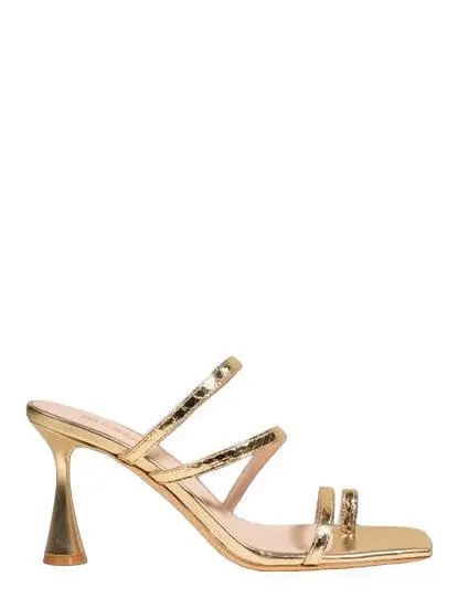 MI/MAI Sorento Square Toe Leather Sandal - Gold