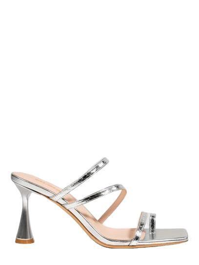 MI/MAI Sorento Square Toe Leather Sandal - Silver