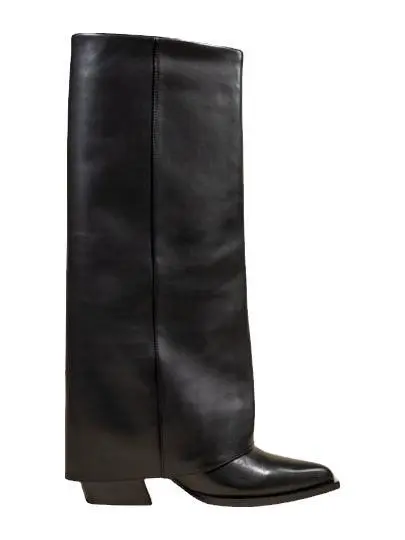 MI/MAI Joan Calf Leather Cuff Boots - Black