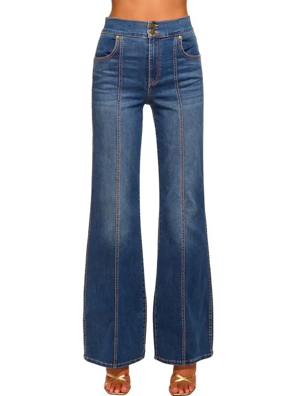 Ramy Brook Tina Seamed High-waist Wide-leg Jeans - Medium Wash
