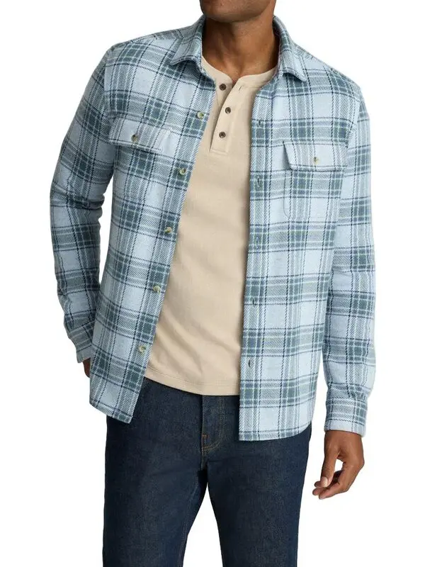 UNTUCKIT Ternhaven Sweater Flannel Shirt Jacket - Blue