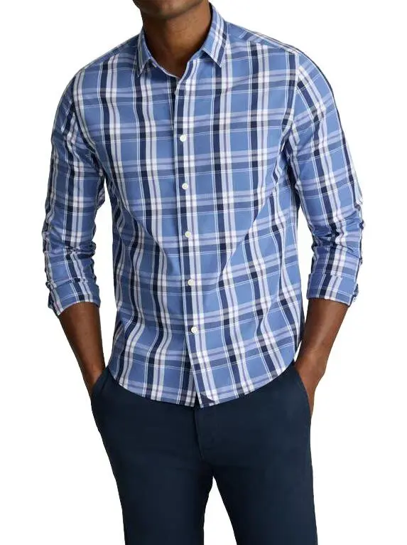 UNTUCKIT Bosca Plaid Wrinkle Free Cotton Button-up Shirt - Blue