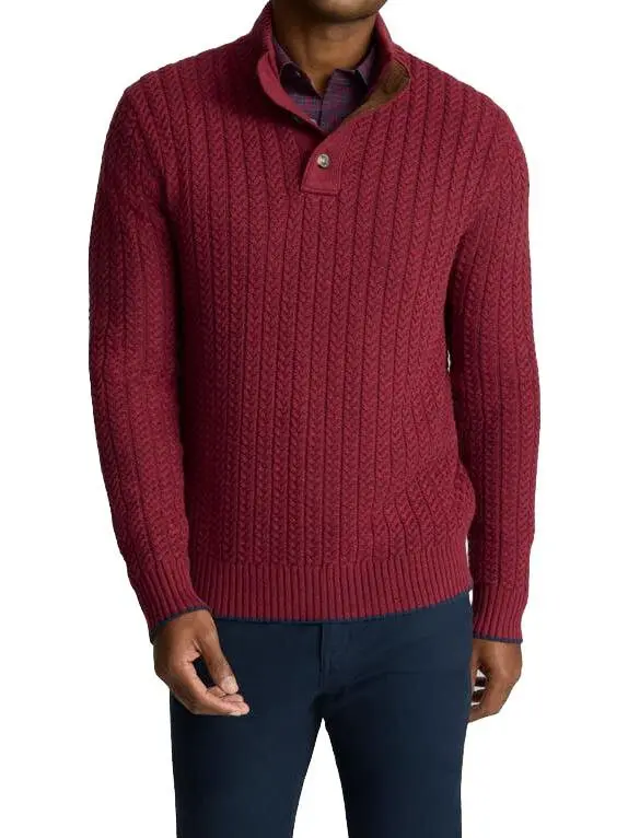 UNTUCKIT Cable Knit Half Button Pullover - Red