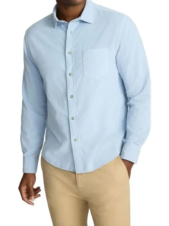 UNTUCKIT Caprone Solid Cotton Corduroy Button-up Shirt - Light Blue