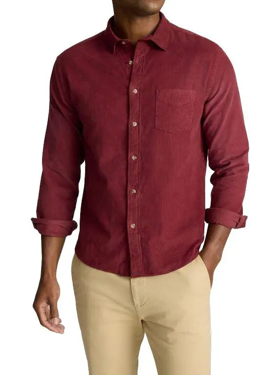 UNTUCKIT Caprone Solid Cotton Corduroy Button-up Shirt - Maroon