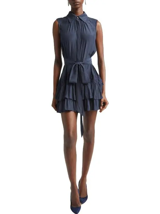 Ramy Brook Edelina Sleeveless Tiered Minidress - Navy