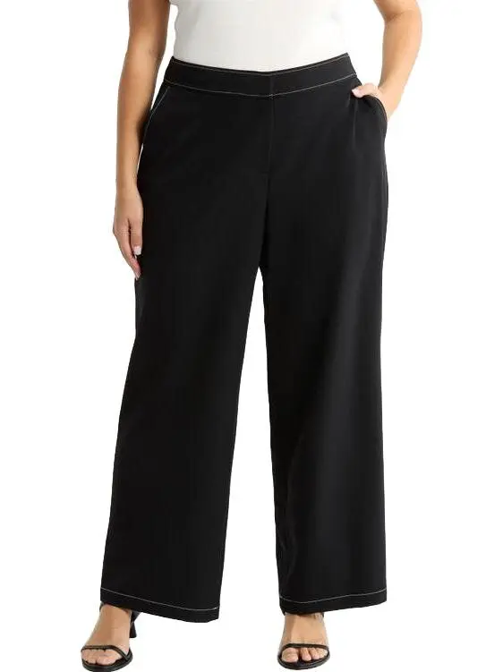 TAHARI ASL Wide Leg Trousers - Black White