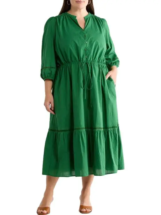 SUGARLIPS Long Sleeve Maxi Dress - Emerald