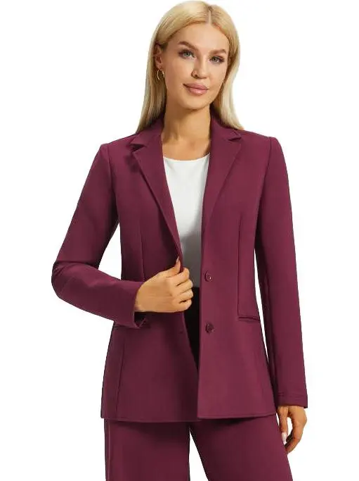 Betabrand Classic Stretch Ponte Blazer - Burgundy