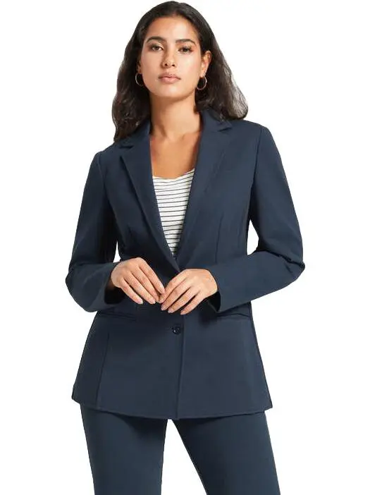 Betabrand Classic Stretch Ponte Blazer - Navy