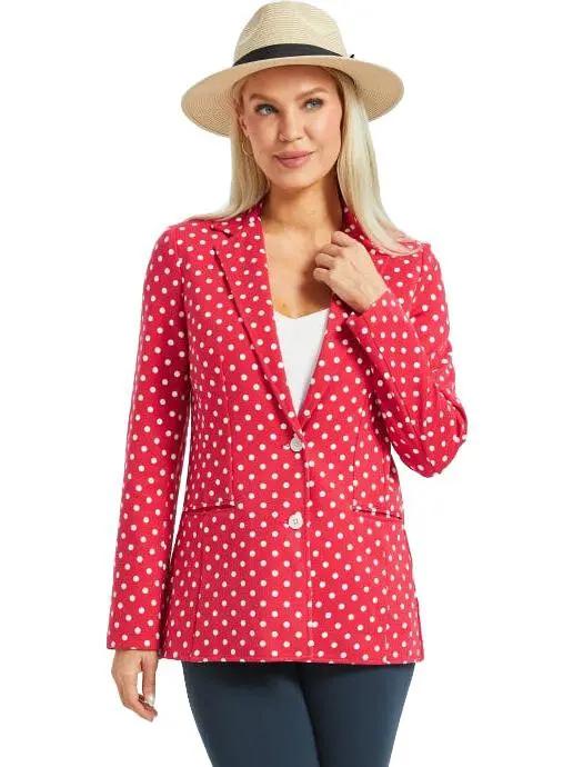 Betabrand Classic Stretch Ponte Blazer - Red White Dot