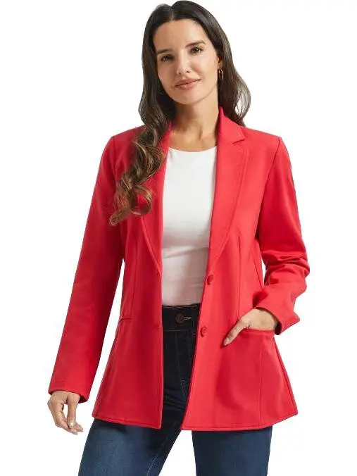Betabrand Classic Stretch Ponte Blazer - Red