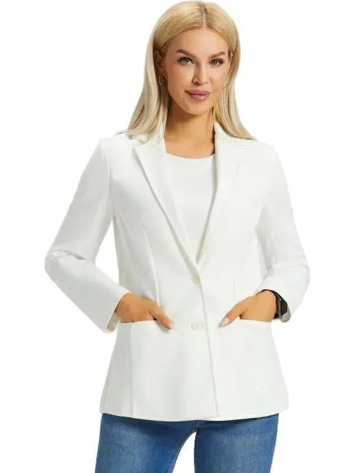 Betabrand Classic Stretch Ponte Blazer - Star White