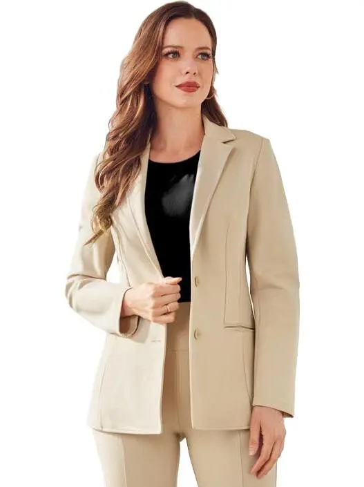 Betabrand Classic Stretch Ponte Blazer - Stone