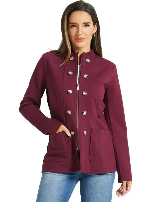 Betabrand Military Zip Jacket - Burgundy