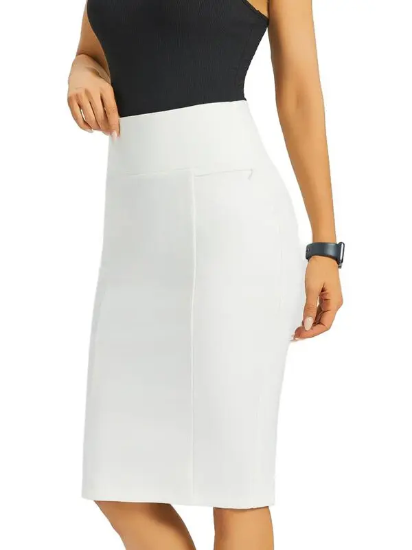 Betabrand High Waist Pencil Skirt - Star White