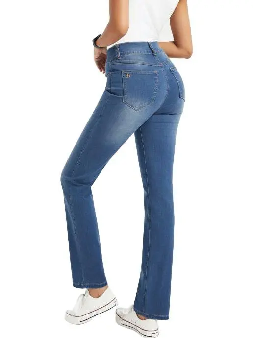 Betabrand Signature Mid-rise Straight Denim - Alamo Wash