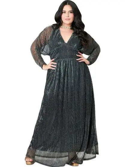SMAK PARLOUR Faux Wrap Maxi Dress - Black & Silver Shimer